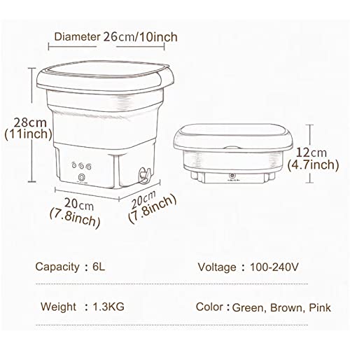 REALN Mini Washing Machine Foldable Small Washer Machine with Spinner, Portable Clothes Washer for Underwear, Baby Clothes or Small Items, Apartment, RV (Color : Green)