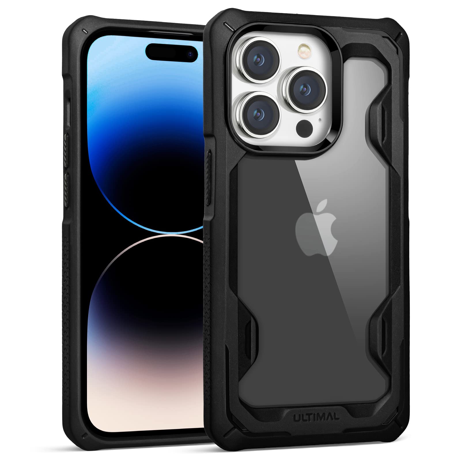 ULTIMAL Case Compatible with iPhone 14 Pro Max 6.7 Inch, Rugged Military Cover with Lightweight Sporty Design, Slim Shockproof Drop Protection Bumper Case for Men (Black/Black)