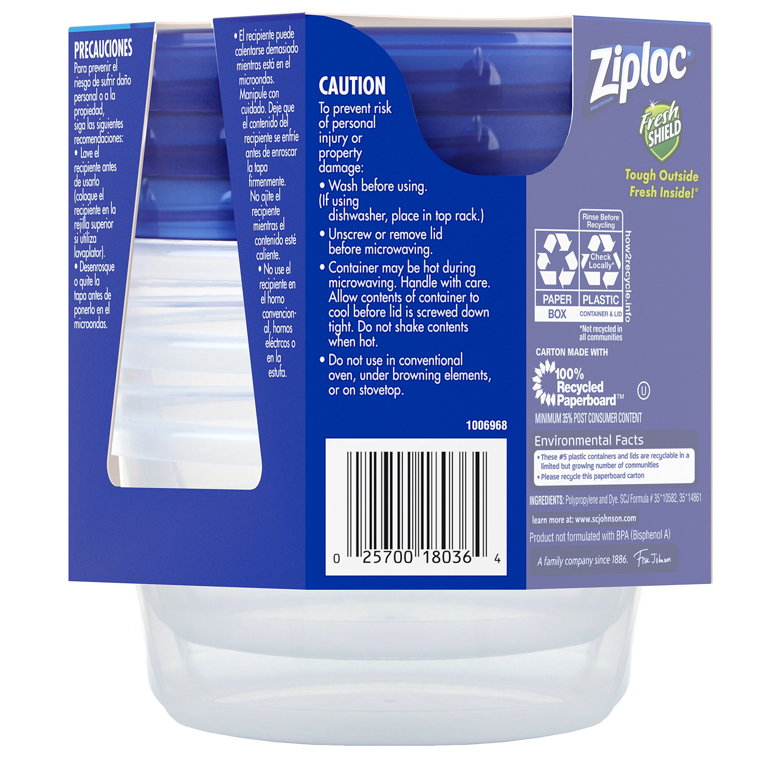 Ziploc Twist N Loc Containers, Small 3 Containers and 3 Lids (Pack of 2)