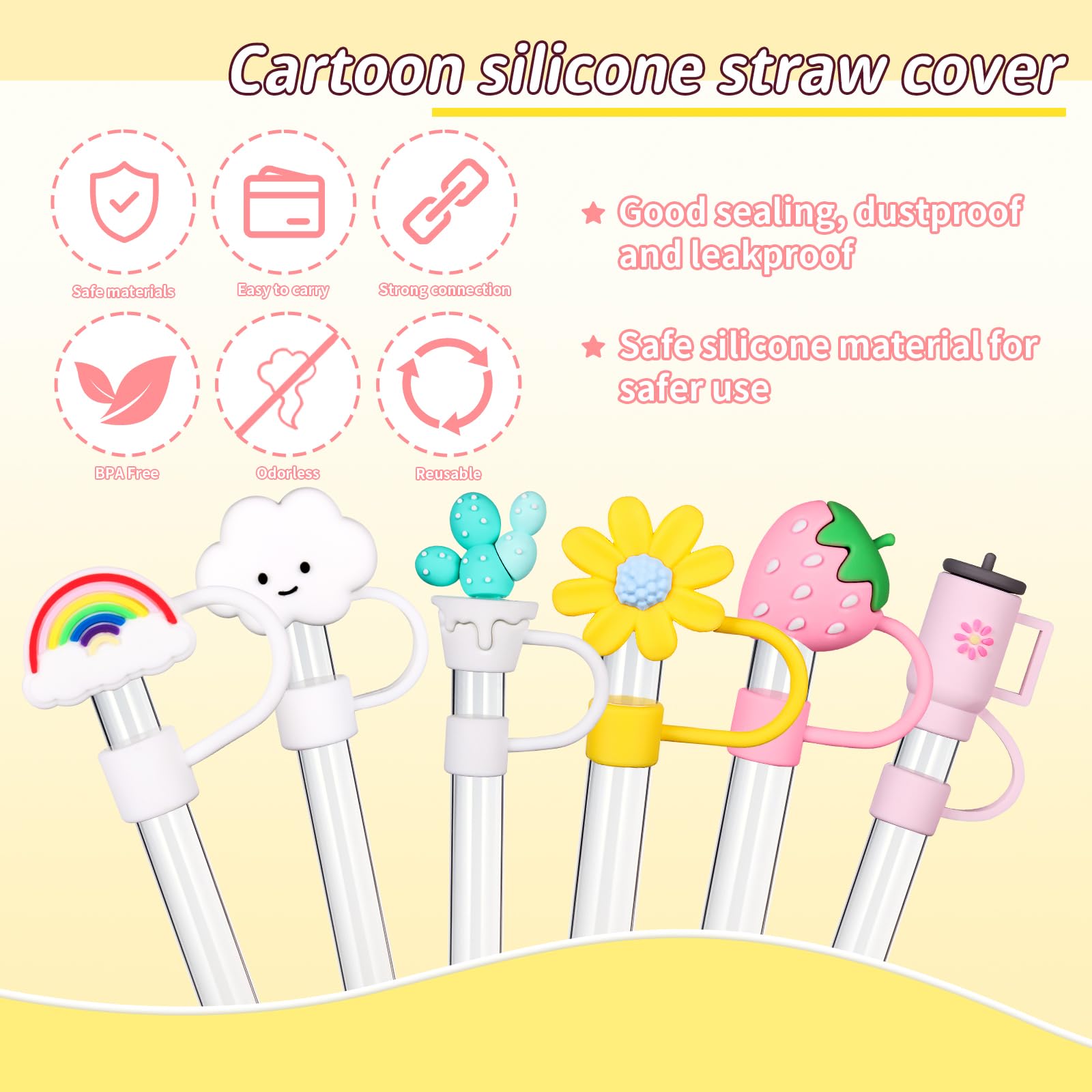 ZIZAISM Straw Cover for Yeti Straw Topper, Straw Cover Cap for Yeti Cup, Silicone Straw Covers Cap for Tumblers Accessories, Reusable, BPA Free, Dishwasher safe - 6Pcs