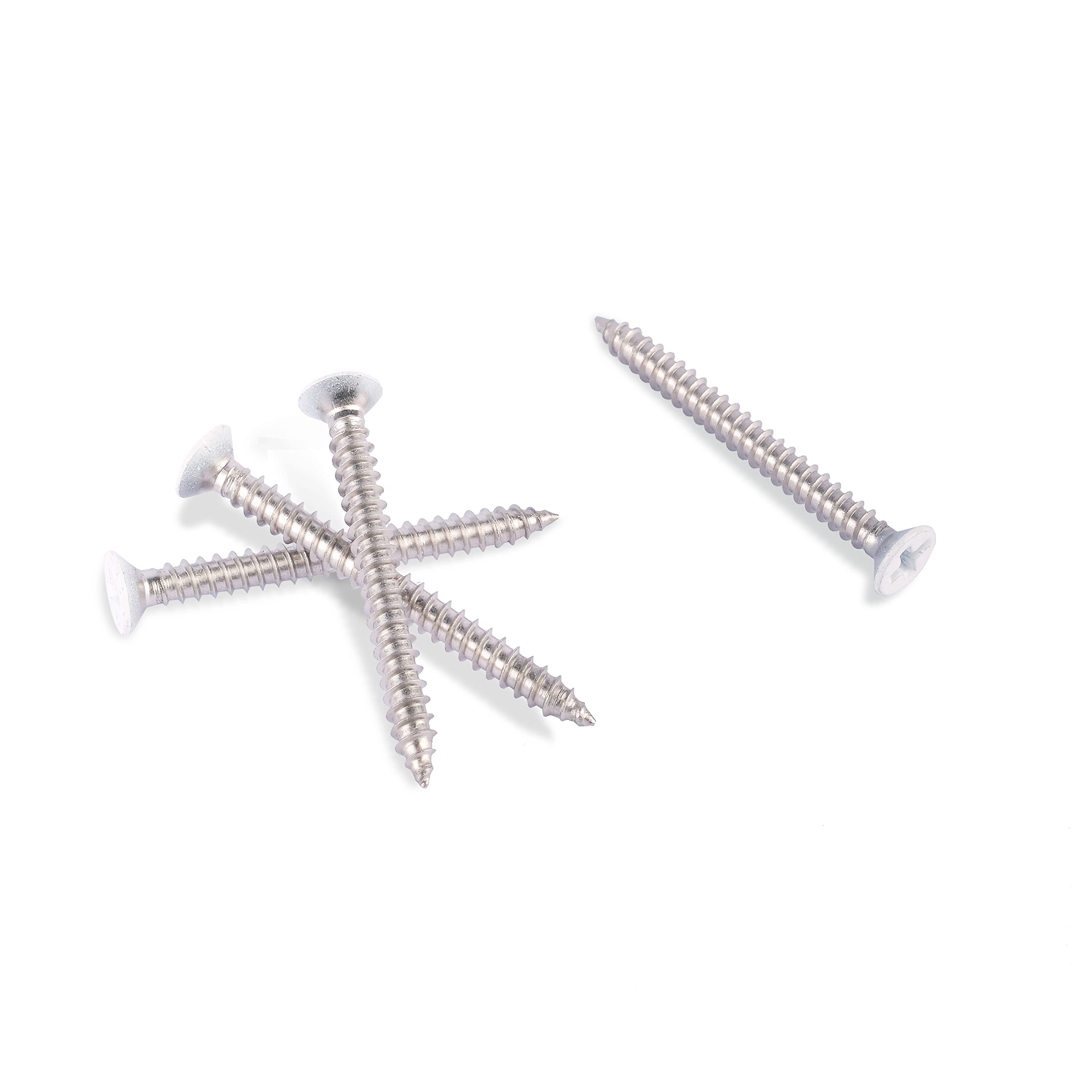 Venforze White Head Wood Screws, 100 PCS #6X1-1/2" Stainless Steel Phillips Flat Head,Stainless Steel 304 Screw,Home Screw Kit
