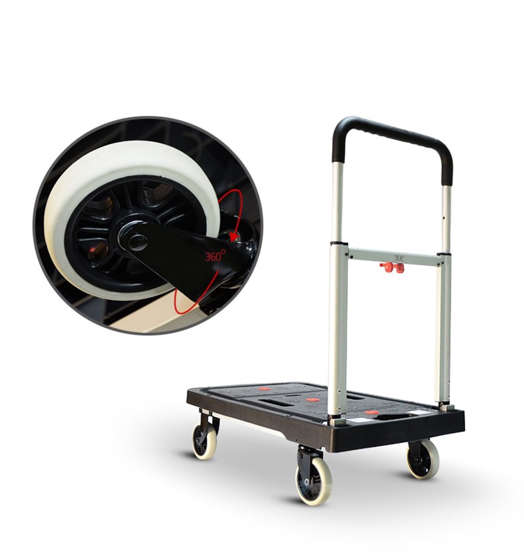 ZLH Household Four Wheel Flat Cart Hand Truck Folding Trolley Mute Portable Pull Truck Loading King Van 3 Colors o$ (Color : C)