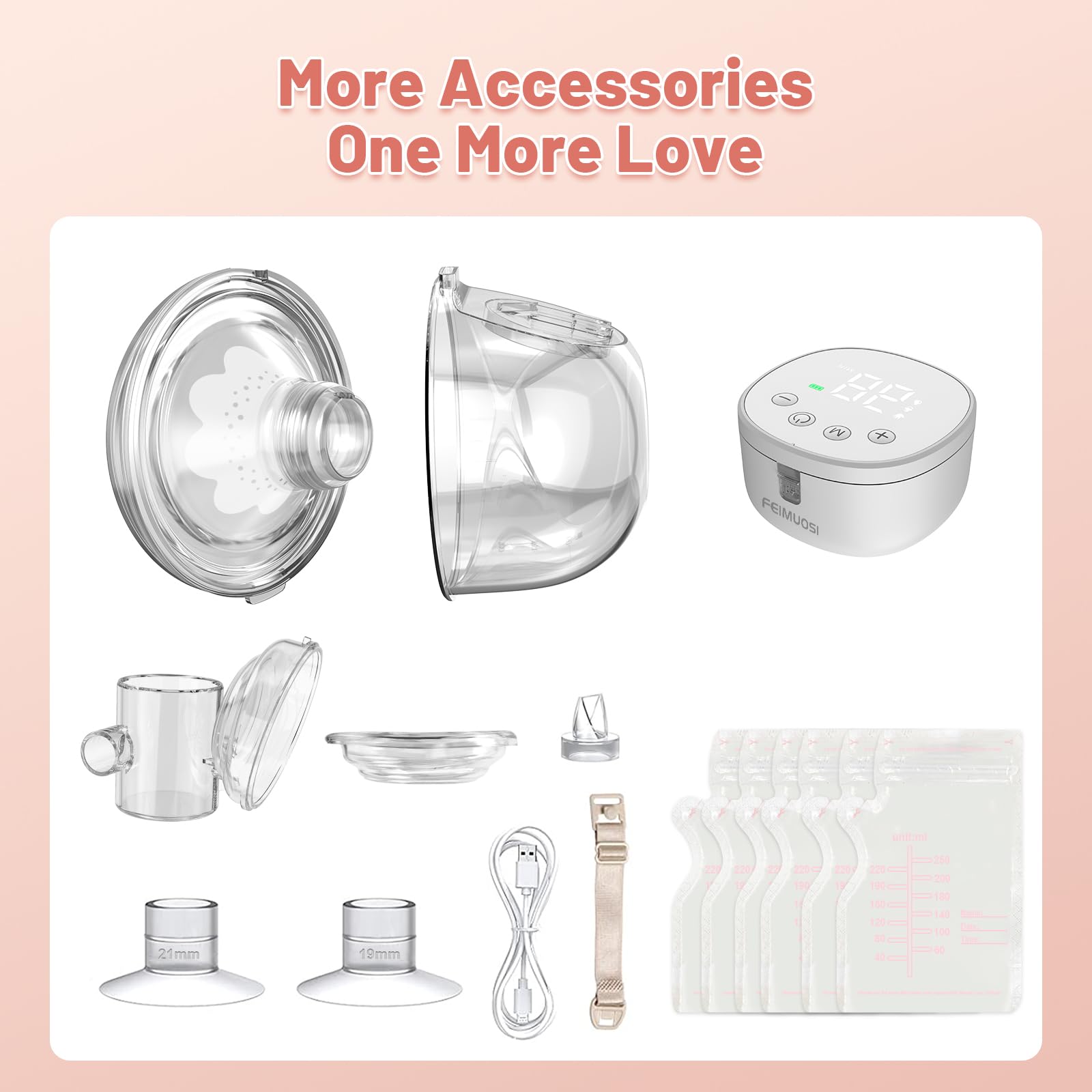 Wearable Breast Pump Hands Free: Portable Electric Breast Pumps with 24mm Flange 3 Modes 9 Levels Leak-Proof Massage Function Single Rechargeable Wireless Low Noise Painless Breastfeeding Pump