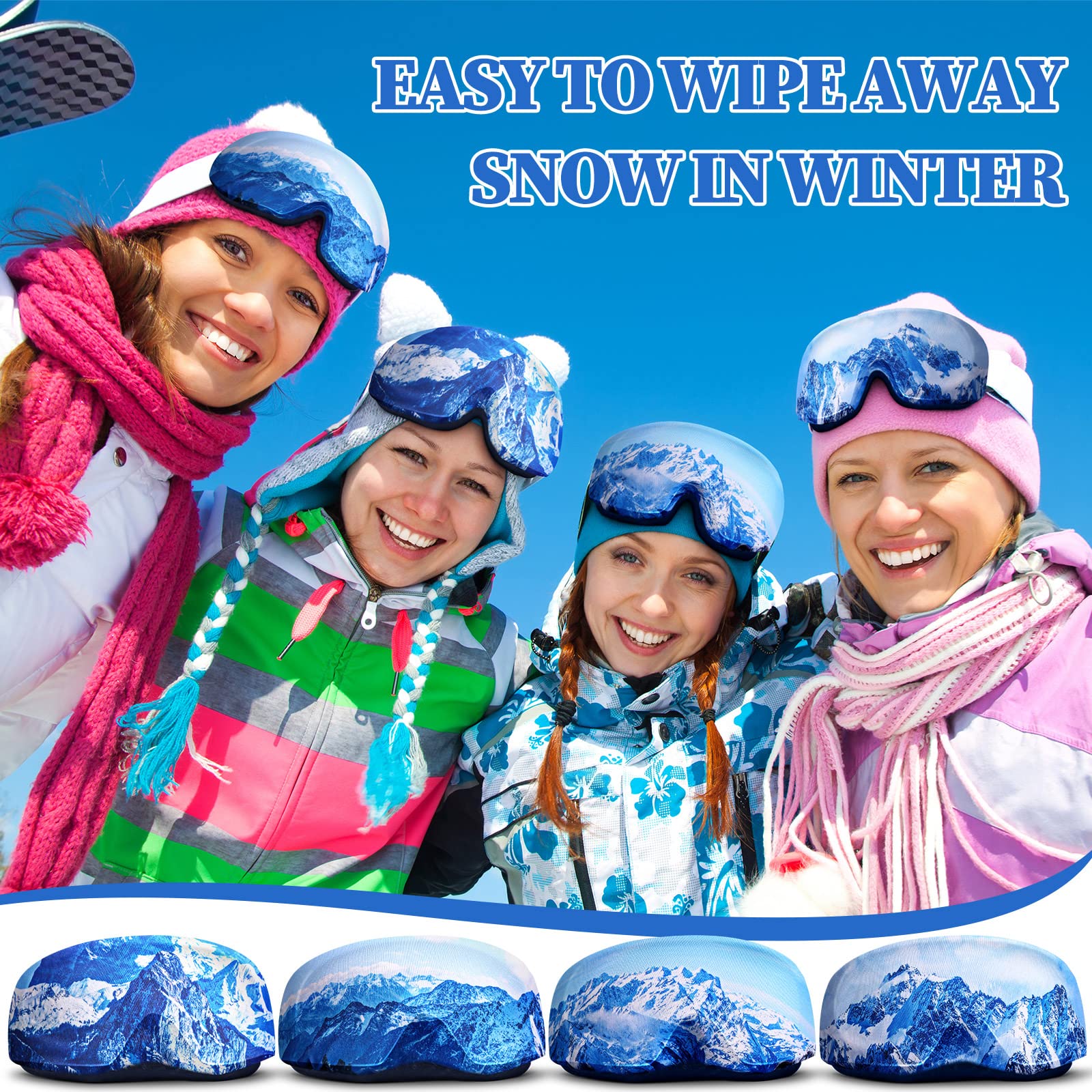 Weewooday 4 Pieces Microfiber Protective Ski Goggle Cover Ski Goggle Cover Protectors for Snow Ski Goggles (Snow Mountain Style)
