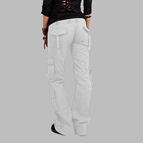 Wide Leg Cargo Pants with Pockets for Womens 90s Vintage Streetwear Combat Military Trouser Y2K Parachute Pants Gray