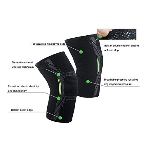 ZJDU Knee Compression Sleeve Support for Running, Jogging, Sports - Brace for Joint Pain Relief, Arthritis and Injury Recovery,1pcs,L