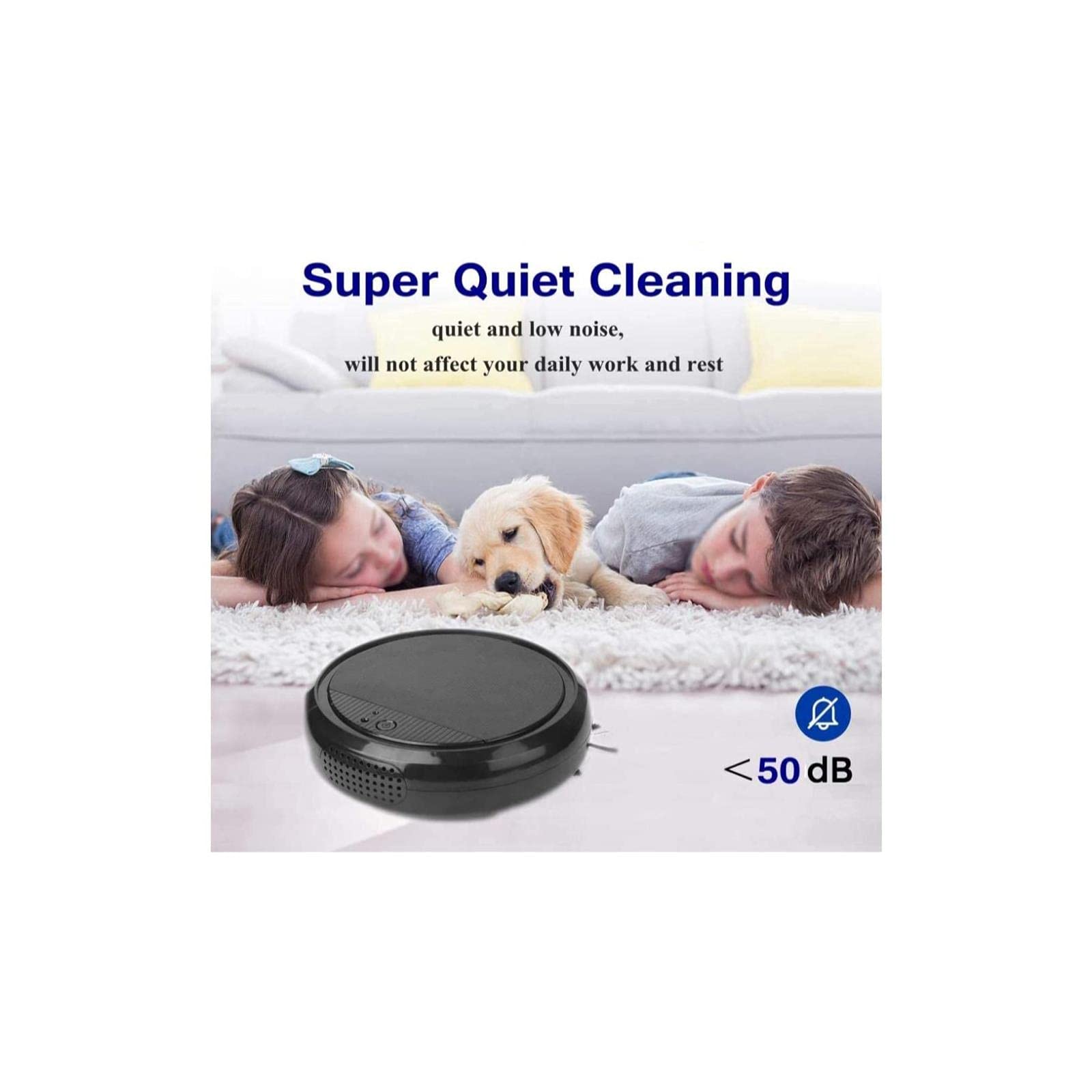 Robot Vacuum Cleaner Mop, Multi-Functional Intelligent Ultraviolet Light Sweeping Robot, Quiet Low Noise Vacuum Cleaner for Pet Hair, Carpet, Hard Floor, Dust, Stains(Black)