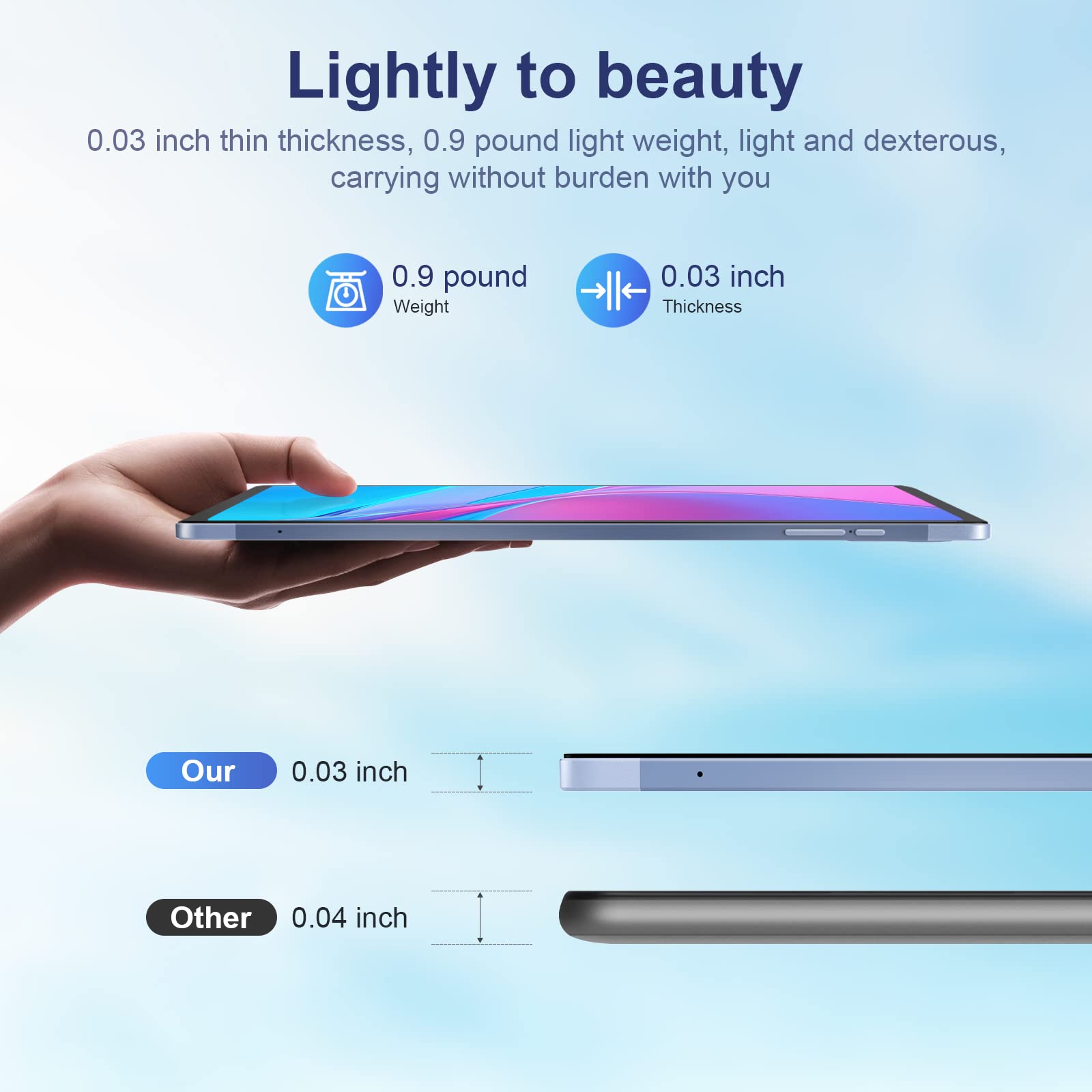 Wielio Android Tablet 10.1 inch 6GB+128GB 1TB Expand Octa-core Gaming Tablets PC, 6000mAh Battery, 2.4G/5G WiFi Parent Control,Blue