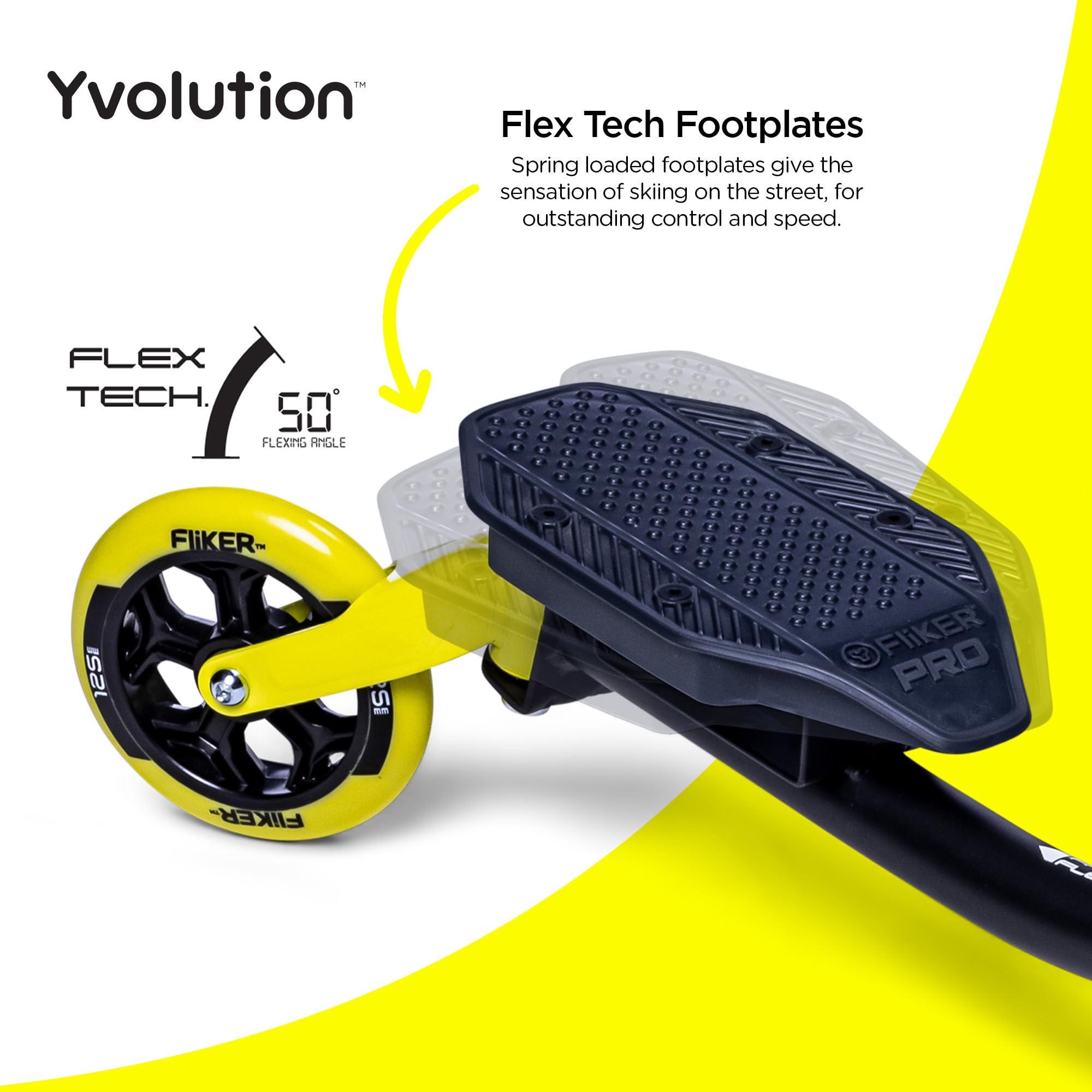Yvolution Y Fliker Carver C3 Wiggle Scooter 3 Wheels Foldale Swing Scooter Self-Propelling Drifting Scooter for Kids Age 7+ Year