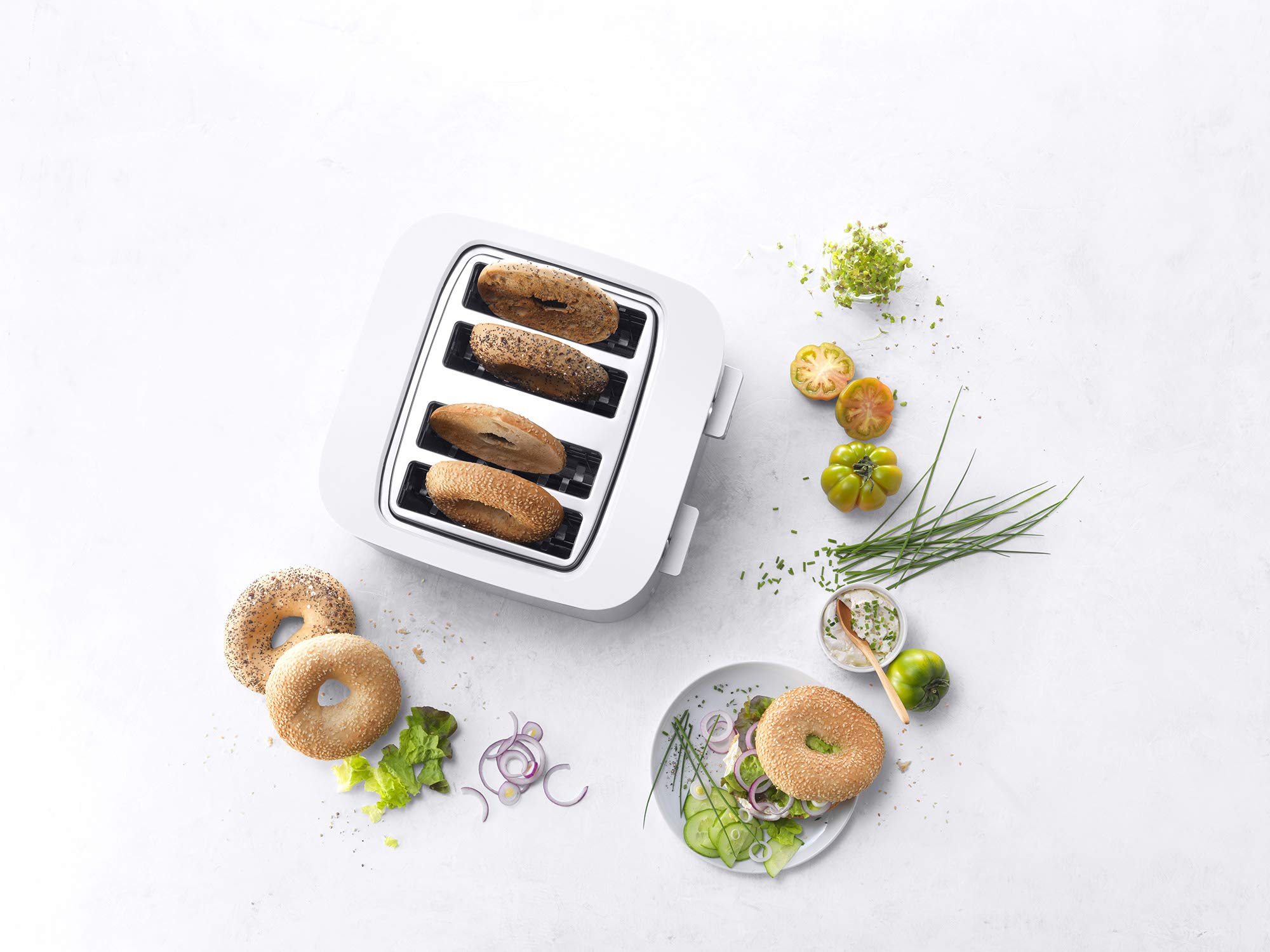 ZWILLING Enfinigy 4 Slice Toaster with Extra Wide 1.5" Slots for Bagels, 7 Toast Settings, Even Toasting, Reheat, Cancel, Defrost, Silver