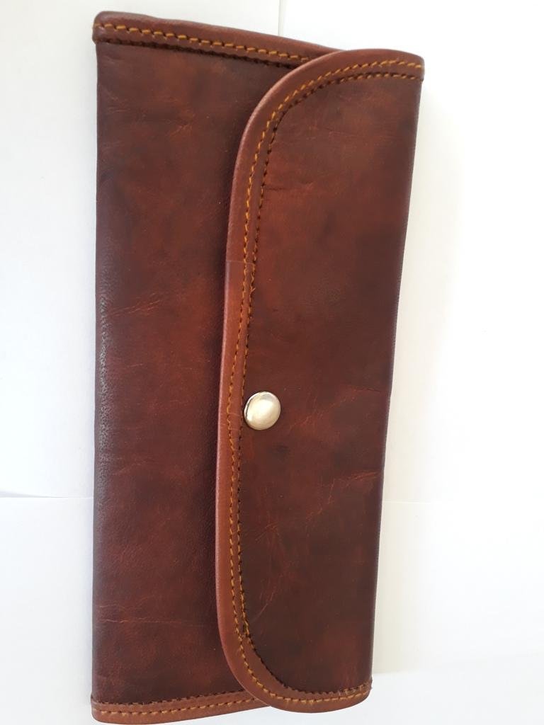 Vintage Women's Genuine Goat Leather Spacious Trifold Card Wallets Ladies Clutch Purse