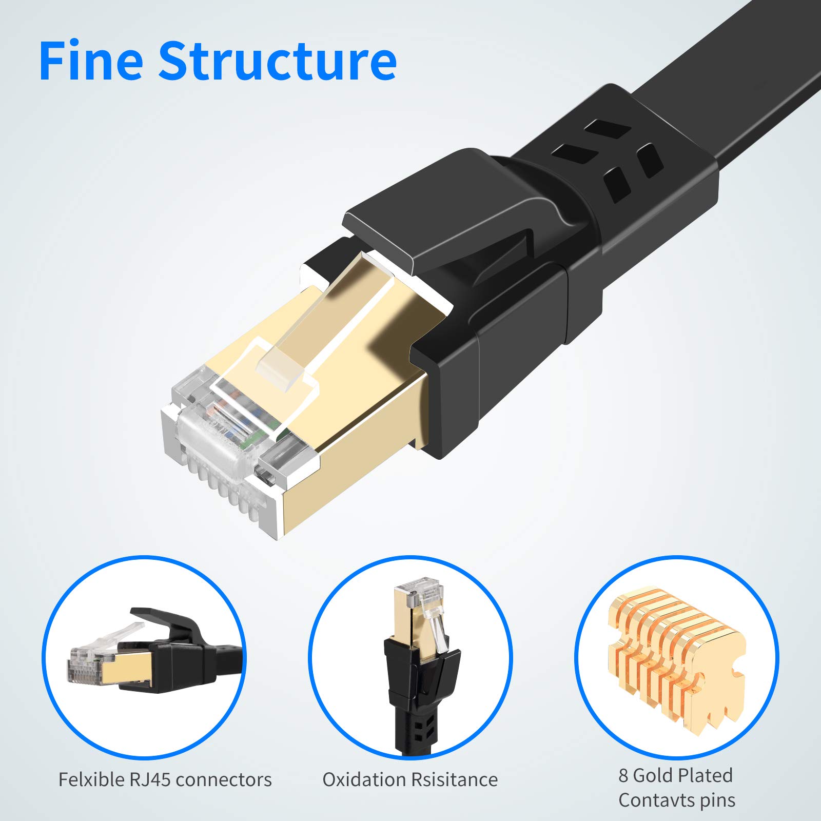 Deegotech Cat 8 Ethernet Cable 6FT, 40Gbps 2000Mhz Heavy Duty High Speed LAN Network Cable, Outdoor&Indoor, RJ45 Connector Cat8 Cable, for VR Router Modem Gaming PC Xbox (1.8m)