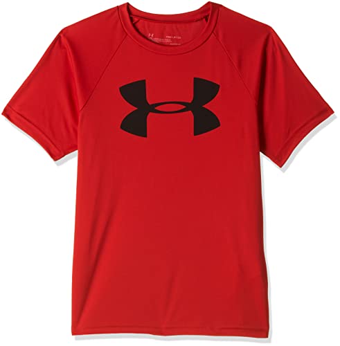 Under Armour Boys' Tech Big Logo Short Sleeve Gym T-Shirt, Red (600)/Black, Youth Large