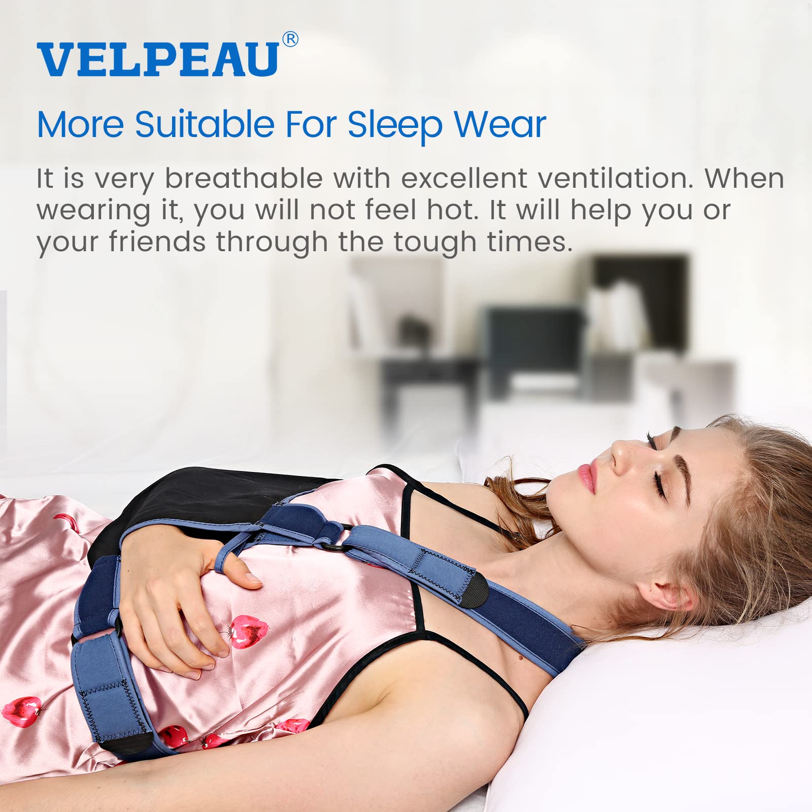 Velpeau Arm Sling with Waist Strap - Can Be Used During Sleep - Shoulder & Rotator Cuff Support - Adjustable Medical Sling for Subluxation, Dislocation, Sprains, Strains & Tears (Medium)