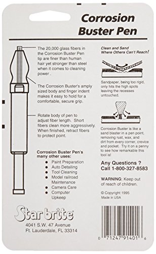 STAR BRITE Corrosion Buster Pen - Precision Rust & Corrosion Removal Tool for Electrical Connections, Marine Gear, Fishing Equipment & More - Easy Grip, Adjustable Fiber Length (091401)
