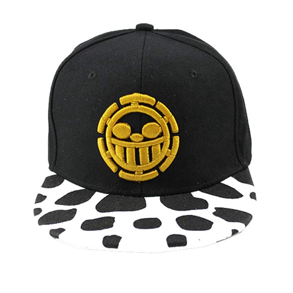 Unisex Hot Japan Anime Law Flatbrim Cap Cotton Baseball Cap Snapback (Black 1, Free Size)