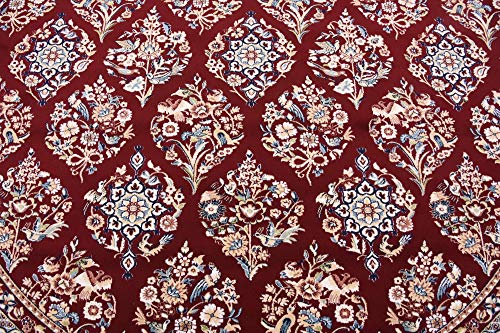 Unique Loom Narenj Collection Classic Traditional Textured Repeat Design Area Rug, 10' Round, Burgundy/Blue