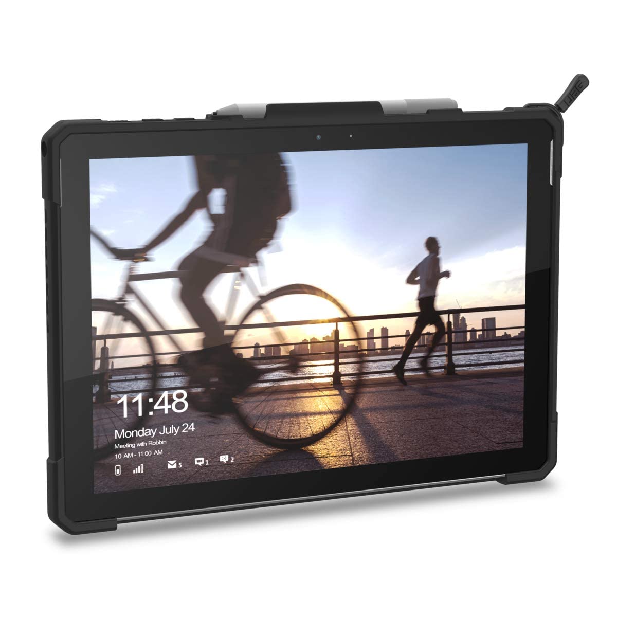 UAG Microsoft Surface Pro 7 Plus/Pro 7/Pro 6 Case w/Hand Strap & Shoulder Strap, Plasma Ice + Microsoft Surface Pro 7 Plus/Pro 7/Pro 6 Screen Protector Tempered Glass, Clear