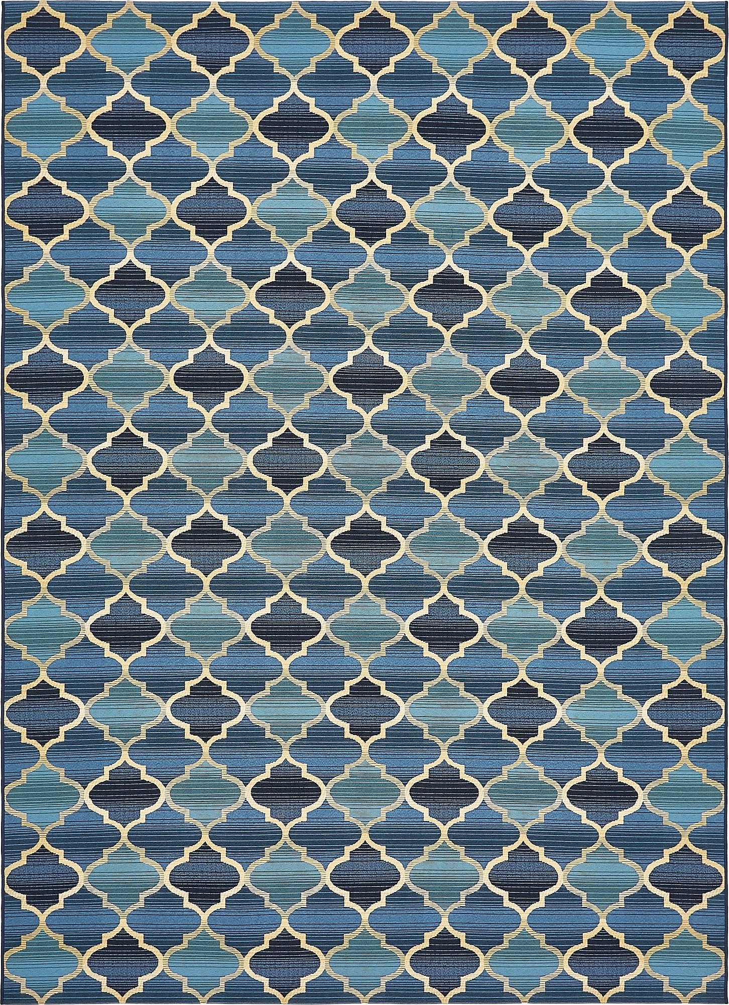 Unique Loom Outdoor Trellis Collection Area Rug - Eden Trellis (8' x 11' 4" Rectangle, Blue/ Beige)