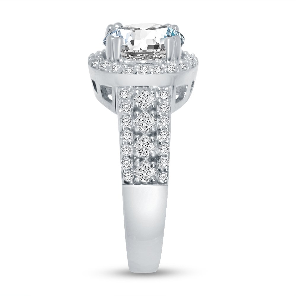Size - 4.5-925 Sterling Silver Round Large Wide Floating Halo Solitaire Engagement Ring CZ Cubic Zirconia (3.50cttw., 2.50ct. Center)