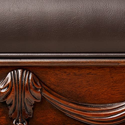 Signature Design by Ashley North Shore Ornate Faux Leather Upholstered Bedroom Bench, Dark Brown