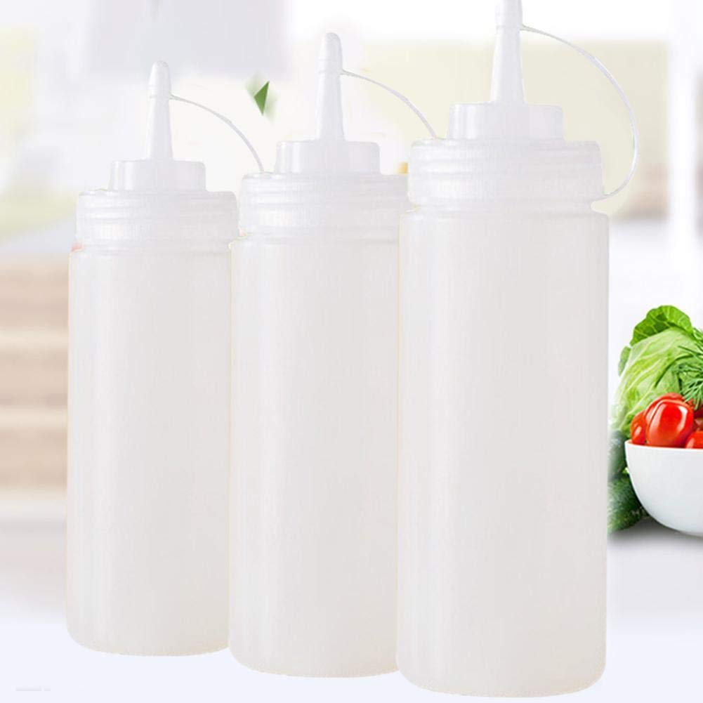 weeee Ketchup Squeeze Bottles Plastic Condiment Squeeze Squirt Bottles with Twist On Cap Lids erfect for Condiments, Oil, Icing, Liquids