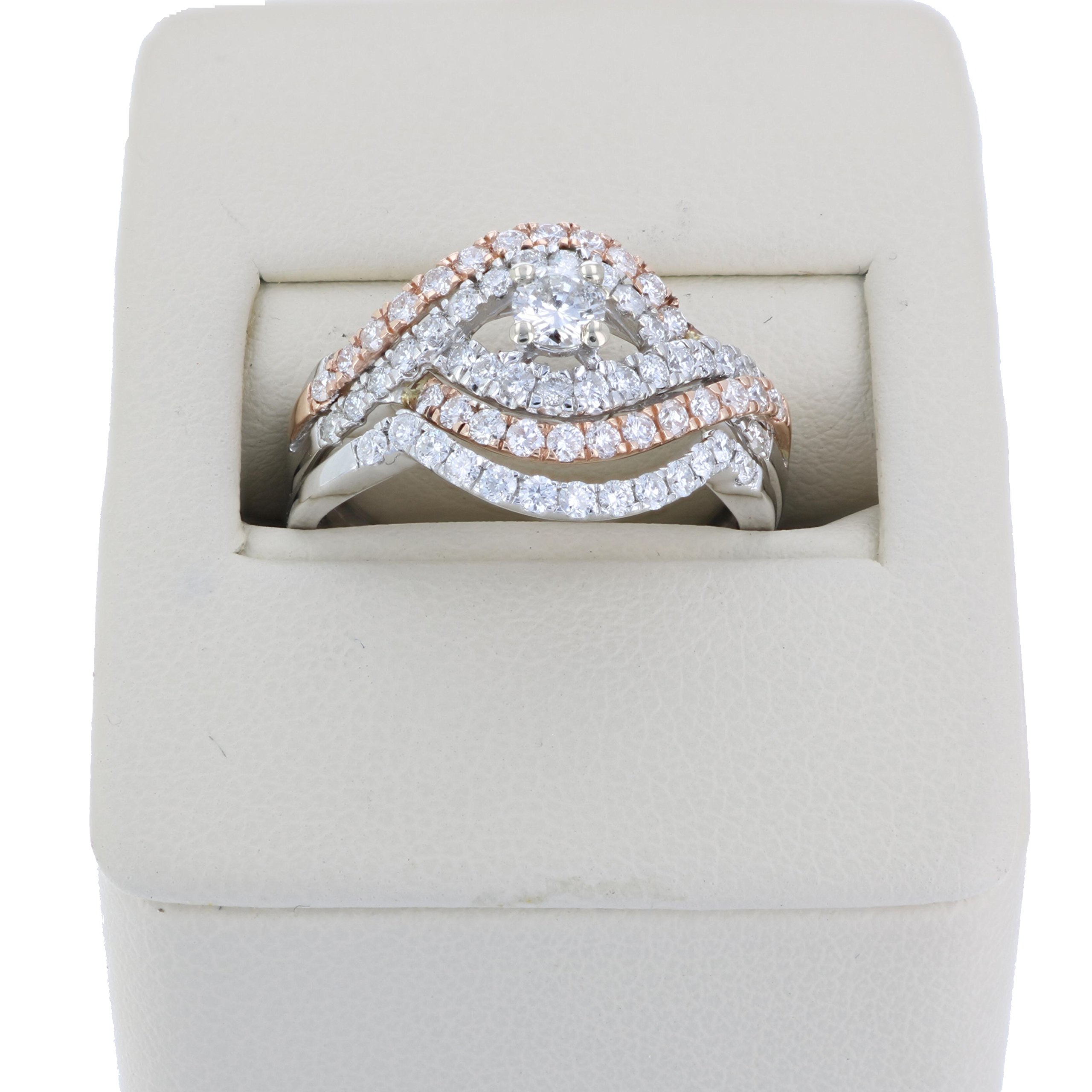 VIR JEWELS 1 cttw Diamond Wedding Engagement Ring Set 14K Pink Gold Curve Bridal Size 7