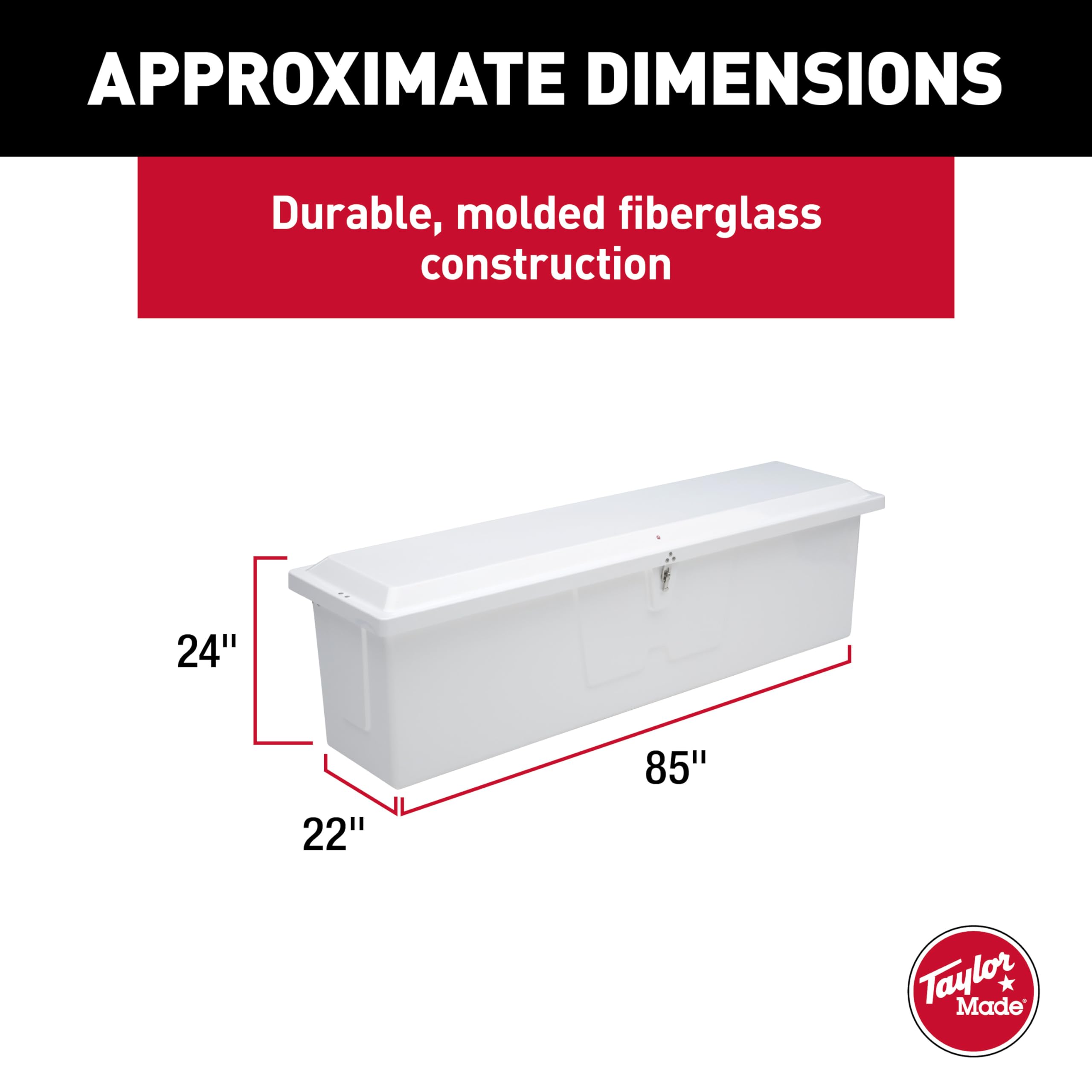 TAYLOR MADE PRODUCTS White 67.75"L x 27.75"W x 26"H Stow 'N Go UV-Resistant Polyethylene Waterproof Storage Box with Stainless Steel Lockable Latch for Docks, Decks, Patios, Pool Areas - 2020108529