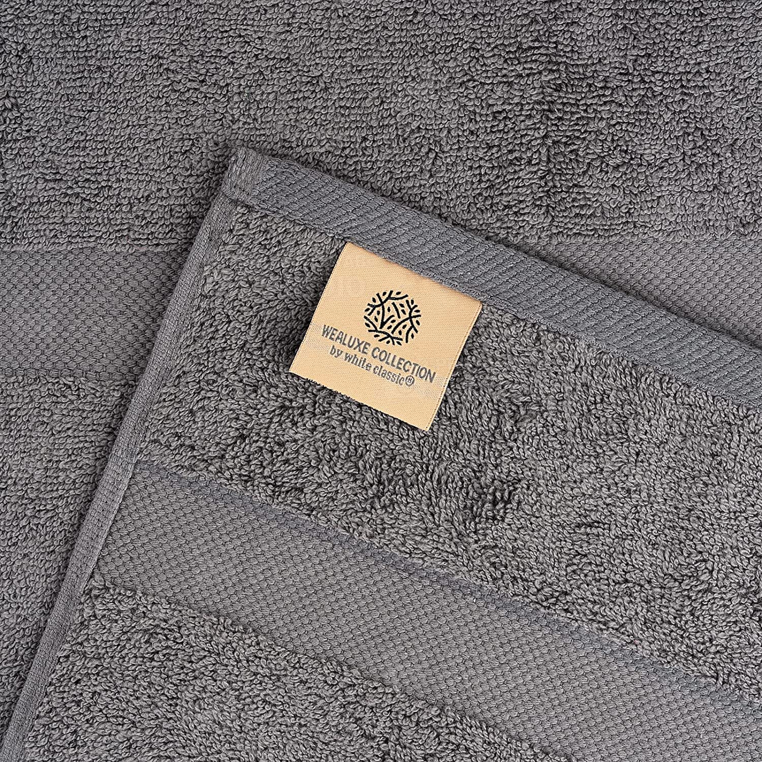 Wealuxe Charcoal Bath Towels Set of 4, Cotton Body Towel for Hotel, Gym, Spa, Soft Extra Absorbent Quick Dry Towels for Bathroom 27x52 Inch