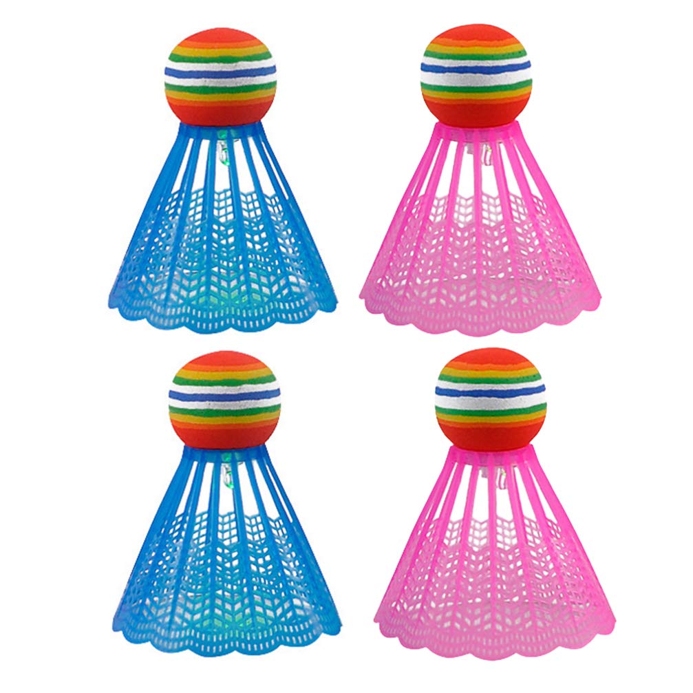 VOSAREA 4pcs LED Lighting Nylon Badminton Shuttlecocks Practical Sports Supplies Exercise Accessories for Indoor Outdoor Playing (2PCS Blue, 2PCS Pink)