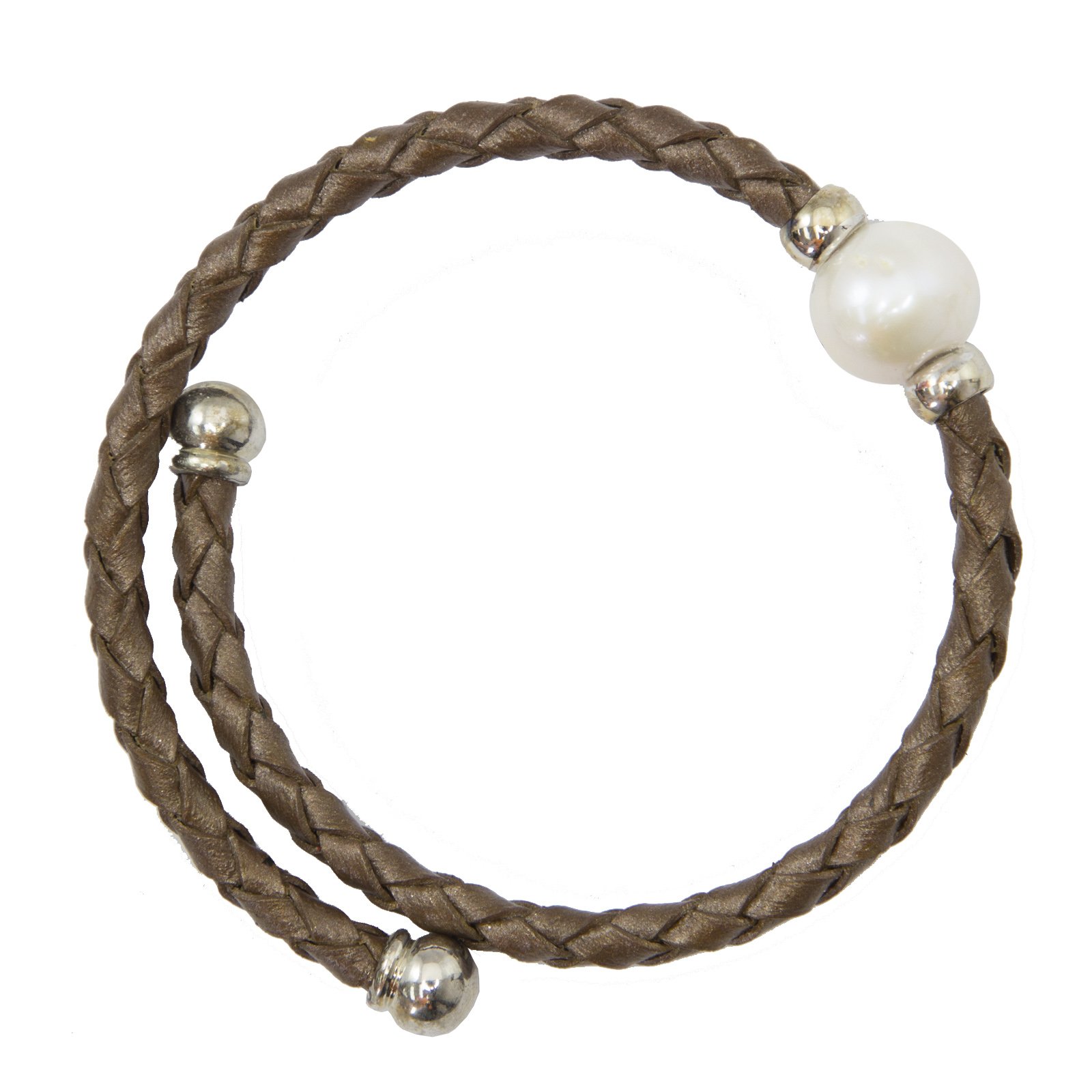 Starr Single Pearl Brown Leather Bracelet White Pearls Fashion Jewelry for Women