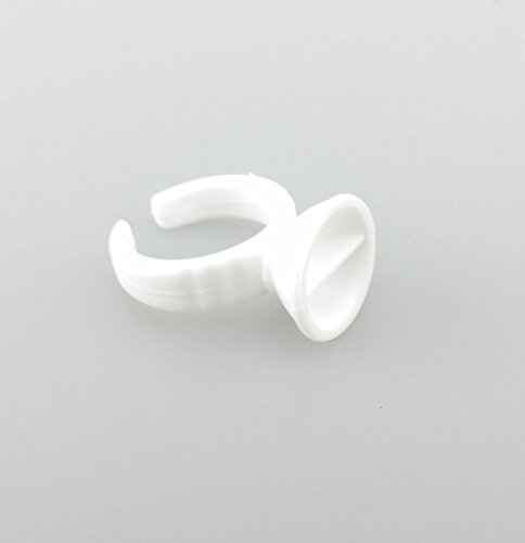 yueton 100Pcs 2 Slot Disposable Plastic Nail Art Tattoo Glue Pallet Holder Eyelash Extension Rings Adhesive Pigment Holders Finger Hand Beauty Tools
