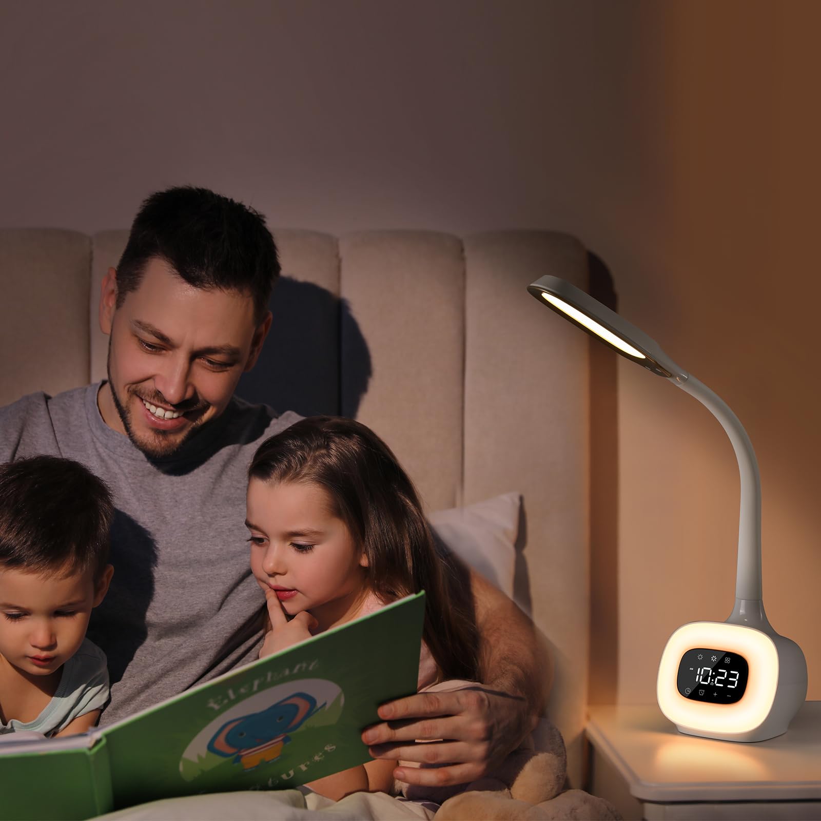 WILIT LED Desk Lamp, Nightstand Lamp with Sunrise Simulation Alarm Clock, 8 Natural Sounds, 3 Level Dimmable Touch Lamp, RGB Color Changing Night Light, Study Lamp for Kids/Girls/Boys