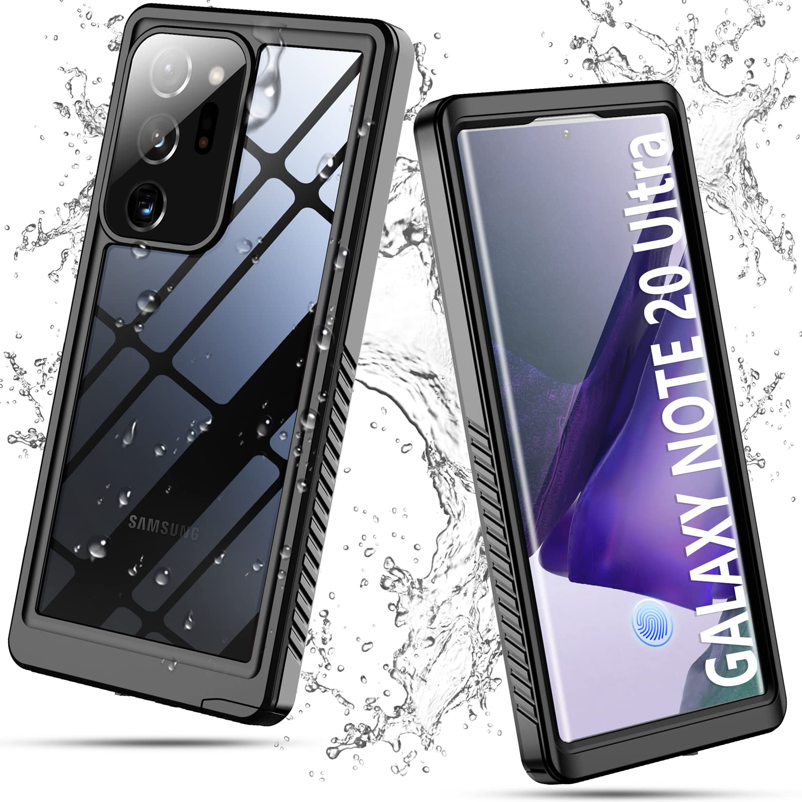 Temdan for Samsung Galaxy Note 20 Ultra Case Waterproof, Built in Screen Protector 360° Full Body Heavy Duty Shockproof IP68 Waterproof Note 20 Ultra Case for Samsung Note 20 Ultra 5G 6.9" Black