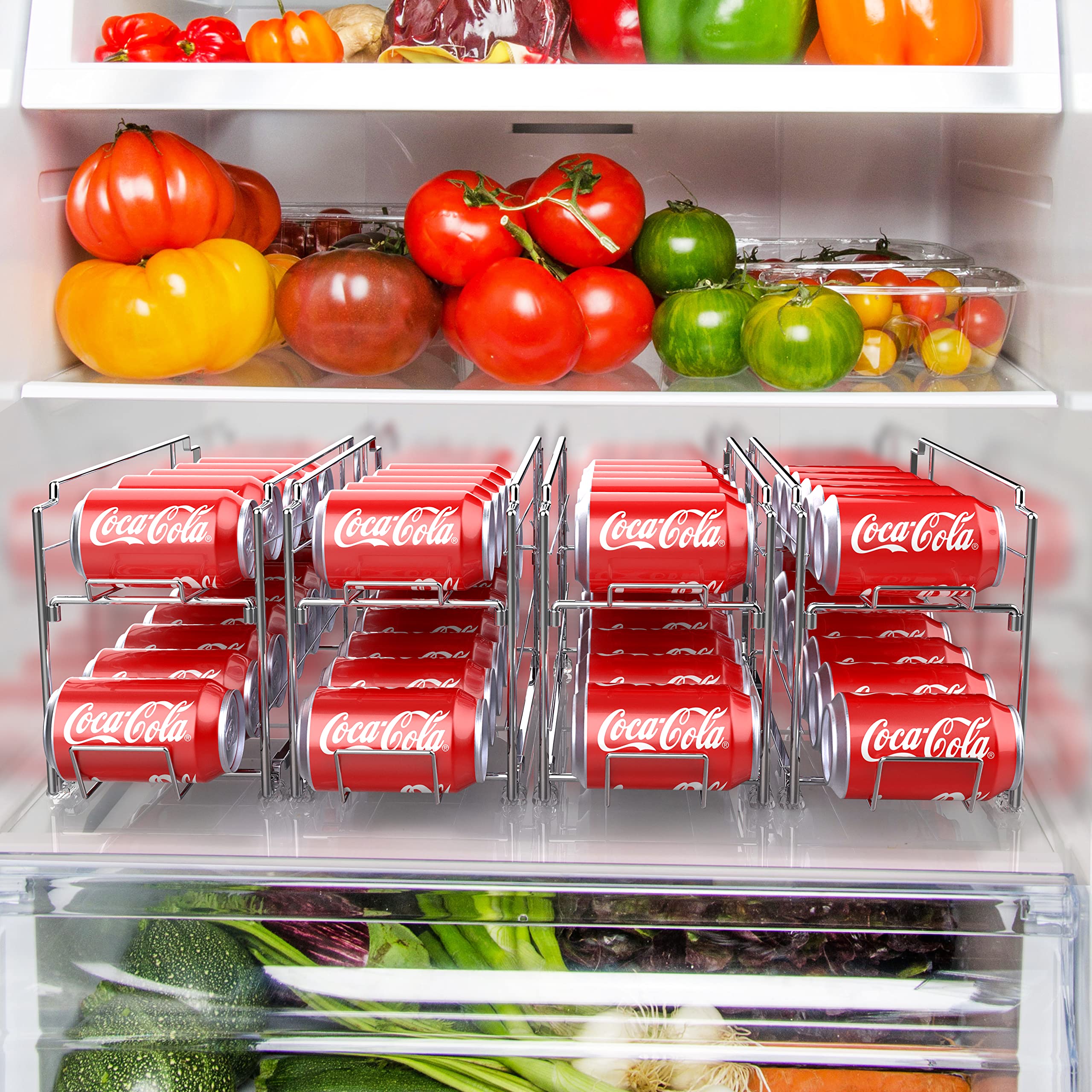Simple Houseware Front Loading Can Dispenser, 4 Pack, Chrome