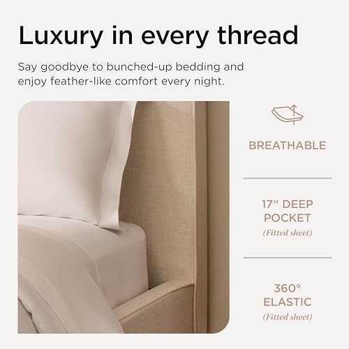 Threadmill 100% Supima Cotton Sheets King Size - 1200 Thread Count, 4Pc King Size Sheets Set, Smooth Sateen Weave King Sheets, Ultra Luxury Bed Sheets, 17" Deep Pocket King Sheet Set - White Sheets