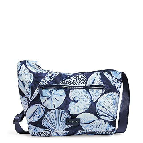 Vera Bradley Women's Recycled Lighten Up Reactive Crossbody Sling Purse, Morning Shells Blue, One Size