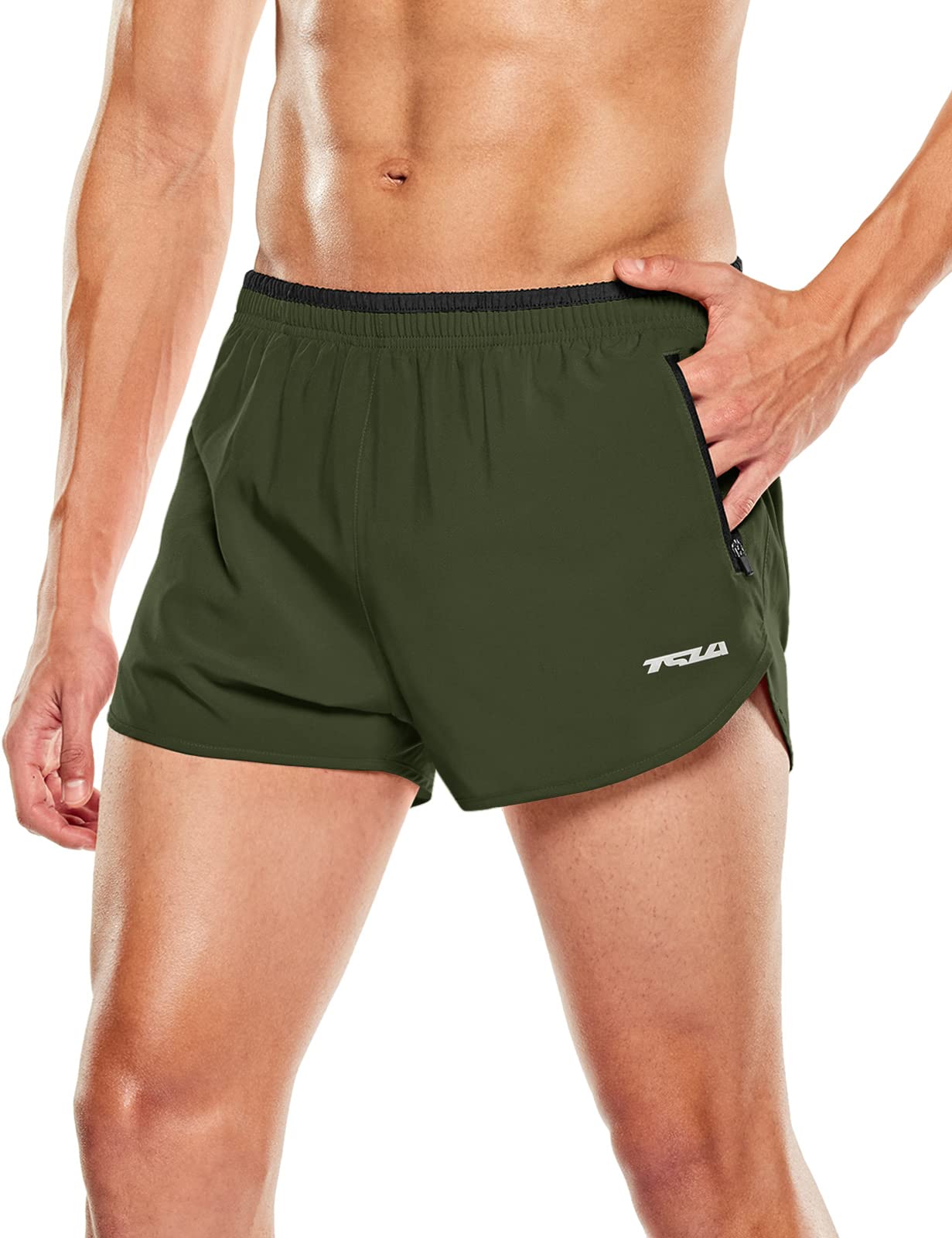 TSLA Men's Active Running Shorts, 3 Inch Quick Dry Mesh Jogging Workout Shorts, Gym Athletic Marathon Shorts, 2.5 Inch Marathon Short Black, Small