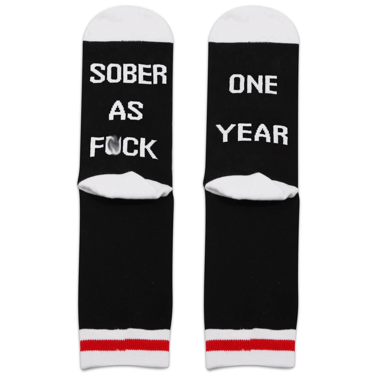 TSOTMO 2 Pairs Sobriety Anniversary Socks Sobriety Gift AA NA Recovery Socks Sober As Encouragement Gift (1 year F)