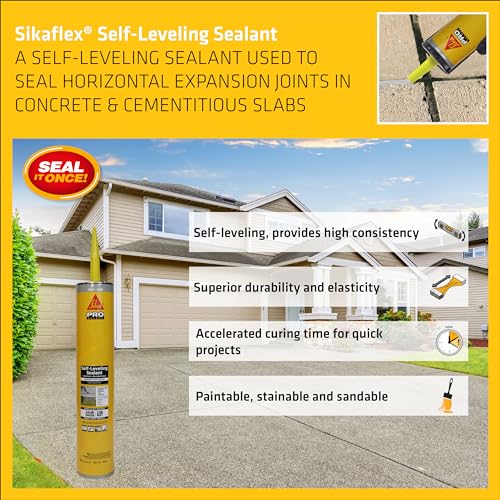 Sikaflex Self Leveling Sealant, Gray, polyurethane with an accelerated curing capacity for sealing horizontal expansion joints in concrete, 29 fl. oz Cartridge