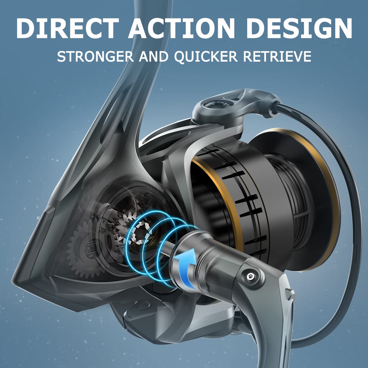 Tempo Spinning Reel, 9+1 BB Smooth Fishing Reels, Max Drag up to 38.6 LBs, with Harder GV Rotor, Ultralight Spinning Reels, Braid Ready Spool