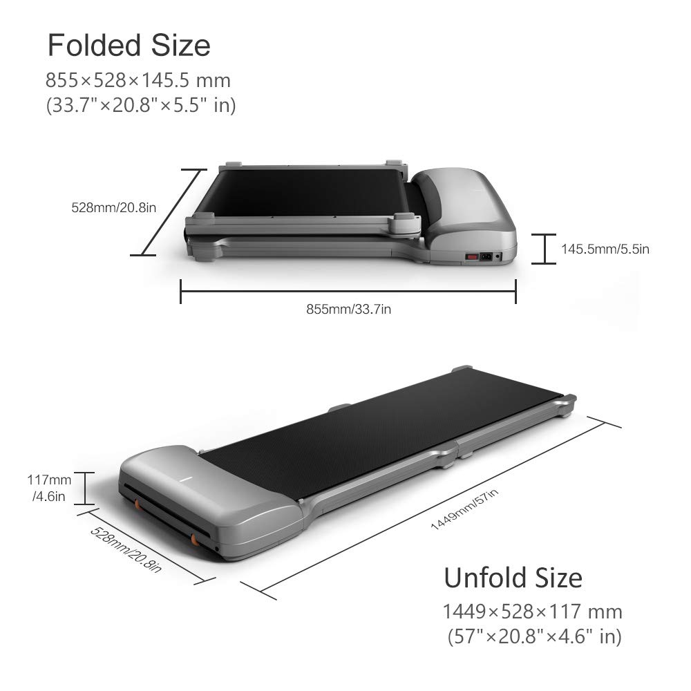 WalkingPad C1 Foldable Treadmill Walking Pad Smart Jogging Exercise Fitness Equipment, Free Installation Low Noise Footstep Induction Speed Control,Folding Under Desk 0-3.72mile/Hour