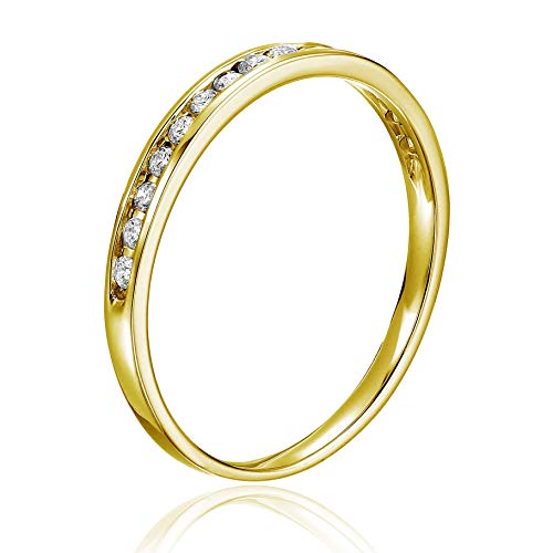 VIR JEWELS 1/5 cttw Diamond Wedding Band for Women, Classic Diamond Wedding Band in 10K Yellow Gold Channel Set, Size 6
