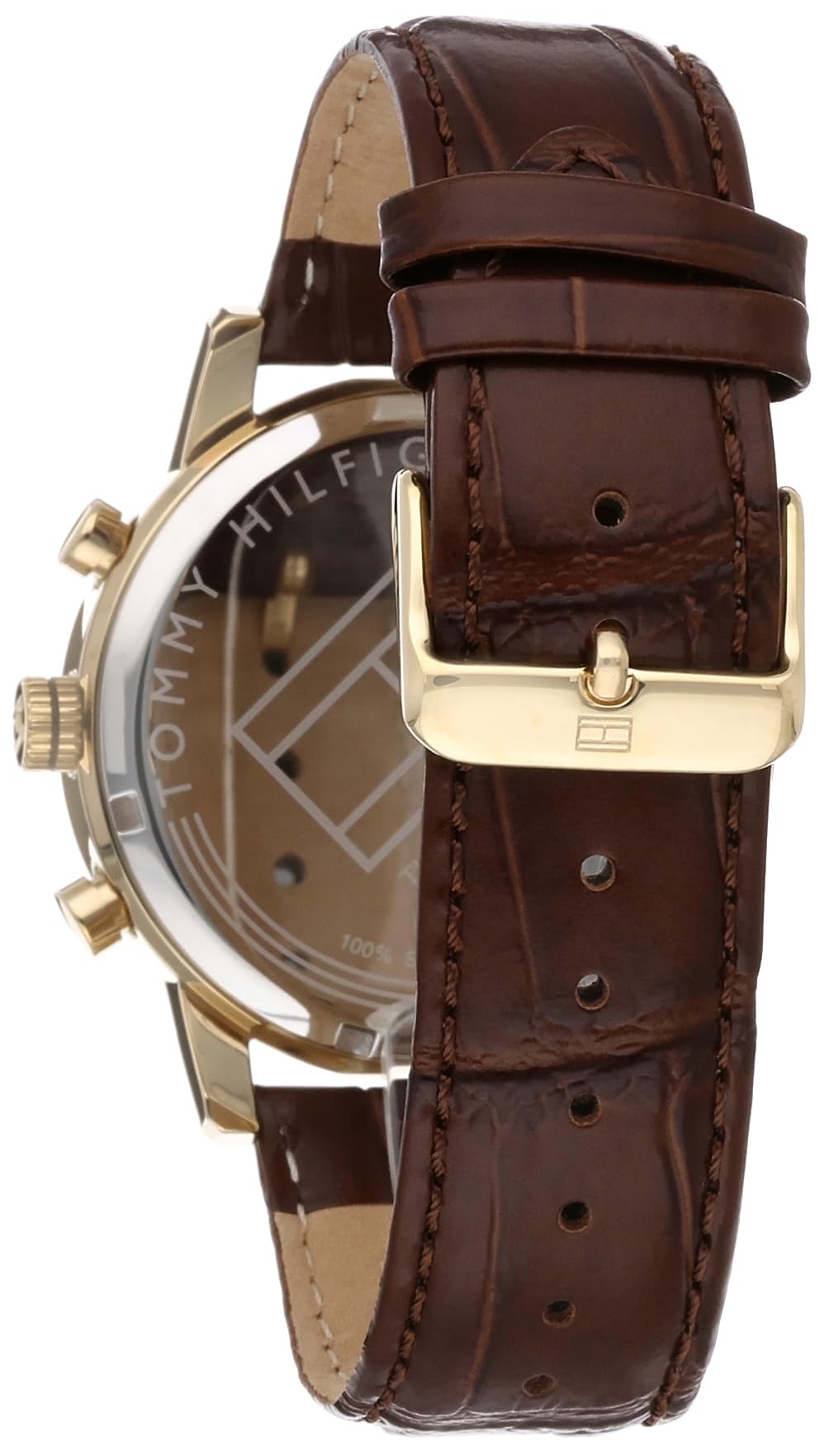 Tommy Hilfiger Men's 1790874 Gold-Tone Watch with Brown Leather Band