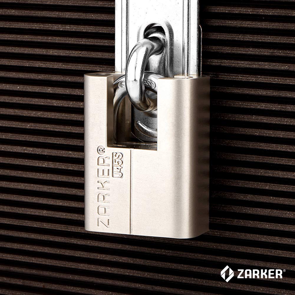 Zarker keyed Alike Padlocks, Heavy Duty Stainless Steel Shackle Lock, Waterproof and Rustproof Storage, Warehouses, Garage, Outdoors, J45S, 4-Pack