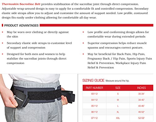 Thermoskin Sacroiliac Belt, Black, Small, 3.4 Ounce
