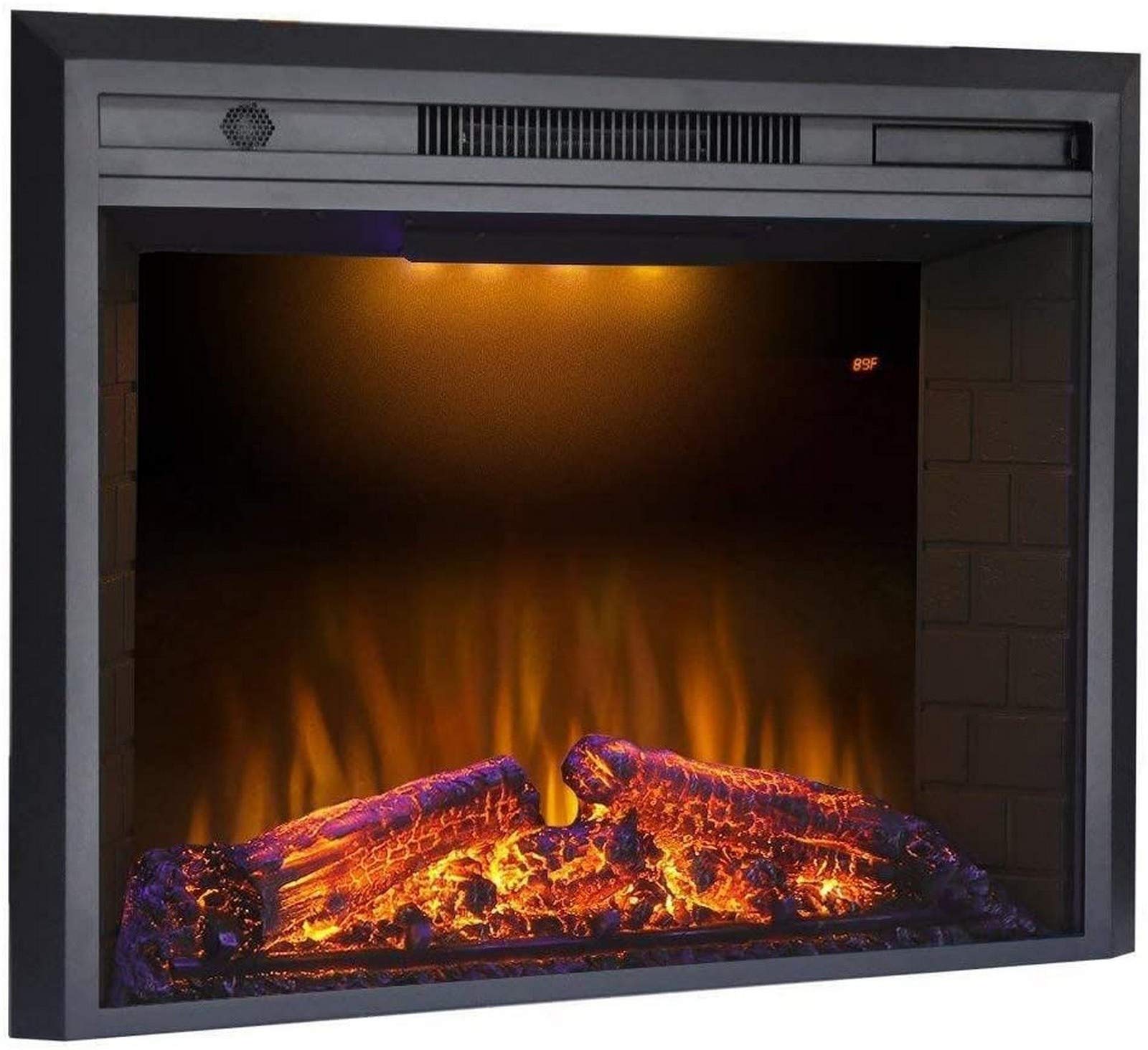 ROLTIN Electric Fireplace Heater Dimplex Electric Fires Led Fireplace Insert Multi Colour Side LED Lights with Timer Wall Recessed Mounted 77.5 * 63.2 * 23CM