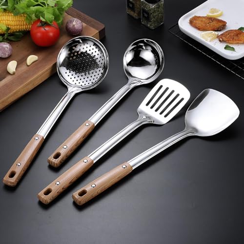 Thickened Stainless Steel Stir-fry Spoon, Household Kitchenware Set, Pot Spatula, Soup Spoon, Frying Shovel, Hot Pot Colander
