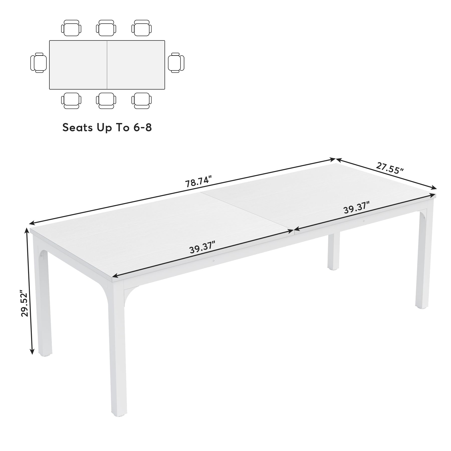 Tribesigns 6.5FT Conference Table, 78.7 Inche Rectangle Meeting Seminar Table, Large Business Tables for 6-8 People (Only Table)