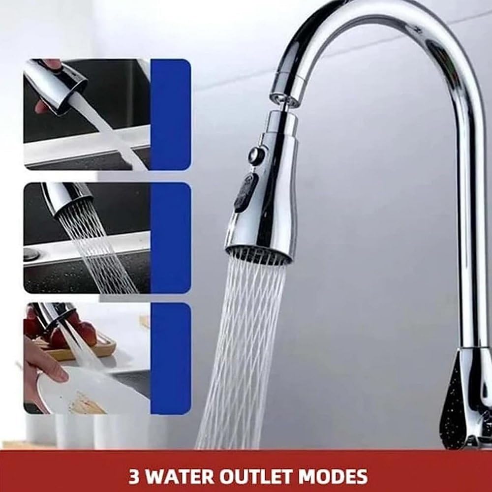 Universal Pressure Tap Nozzle, Universal Pressure Tap Nozzle Kitchen Sink Water Spray Faucet, 3 Function Kitchen Faucet Pull Down Sprayer Head, Water Faucet Head Kitchen Sink (Black+Silver)